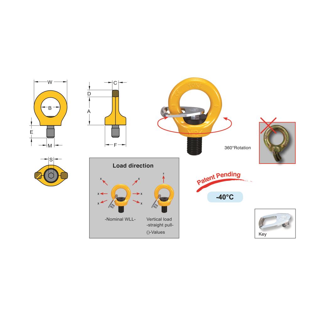 Yoke Key Eye Point ( Type 291K ) - Metric Thread « GPS Lifting