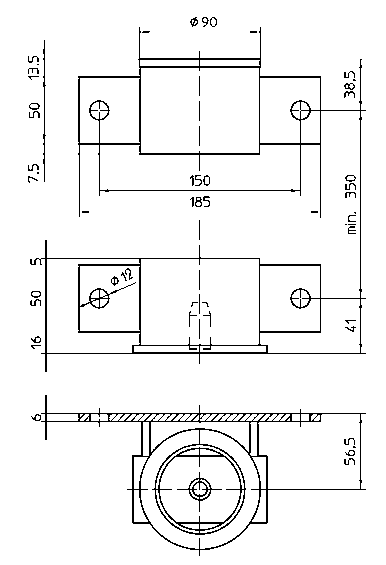 Haacon Davit Socket Floor/Wall Mount & Swivelling Arm to suit 150kg ...
